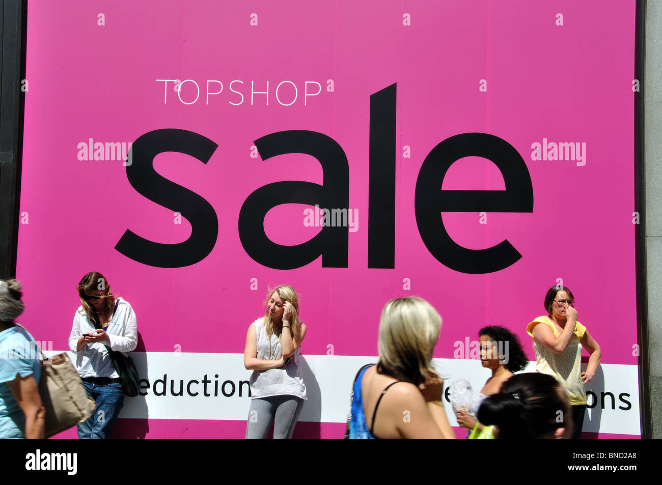 Topshop window sale sign, Oxford Street, City of Westminster, London ...