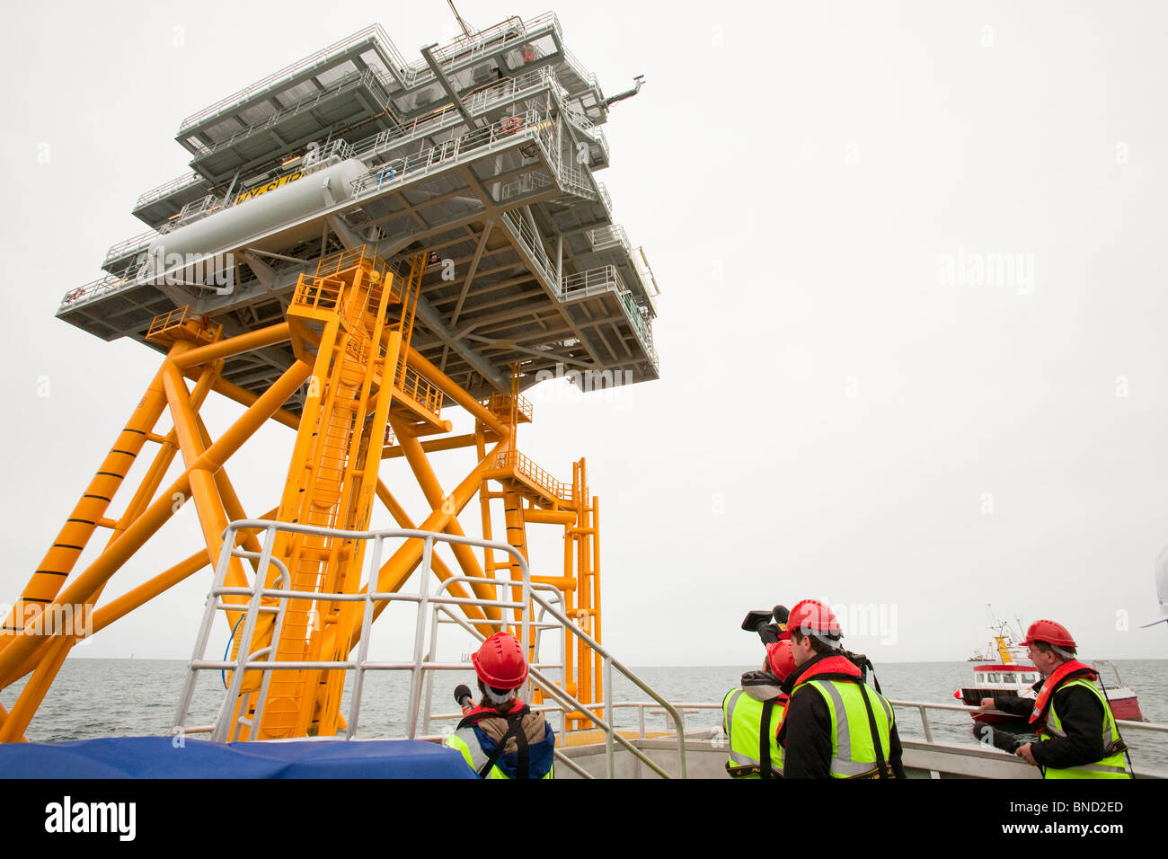 The transformer substation at Dong Energy's Walney off shore wind farm ...