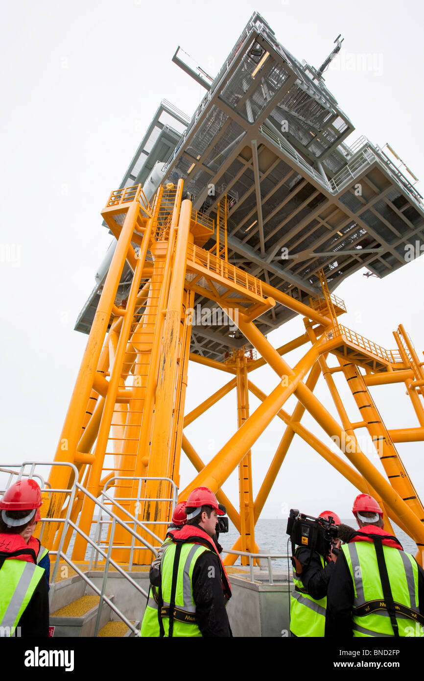 The transformer substation at Dong Energy's Walney off shore wind farm ...