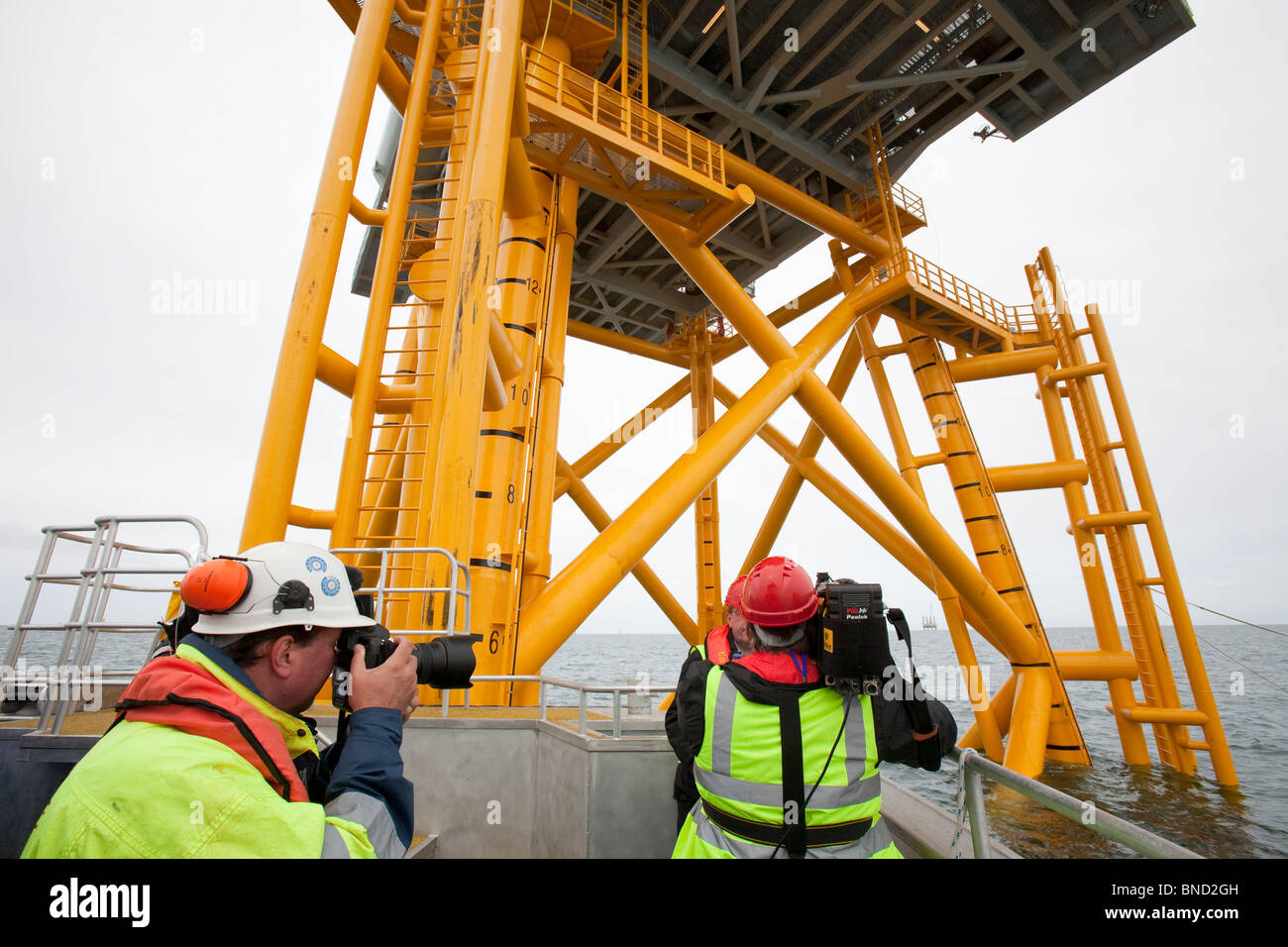 The transformer substation at Dong Energy's Walney off shore wind farm ...