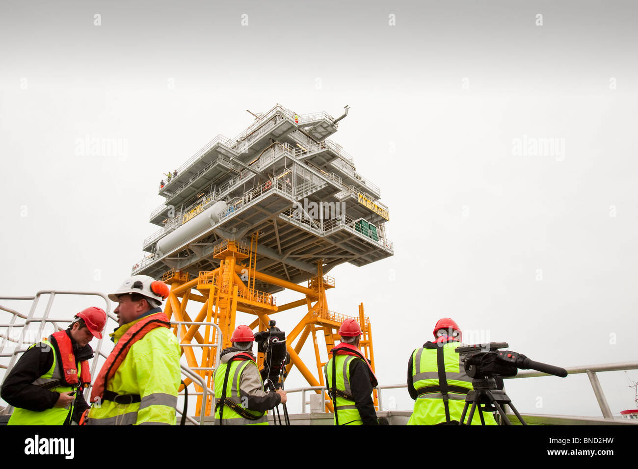 The transformer substation at Dong Energy's Walney off shore wind farm ...