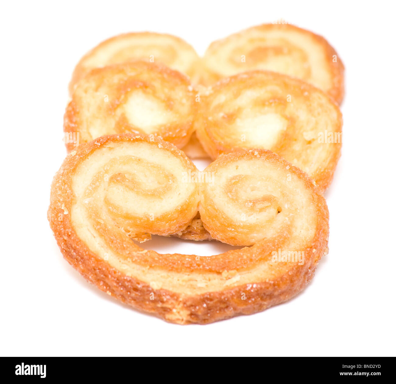 Palmera (Palmier); sweet puff pastry, isolated on white Stock Photo - Alamy