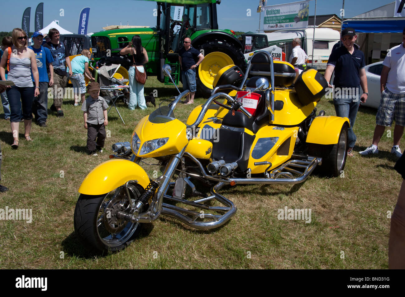 Motor tricycle on display at Cheshire Show, Knutsford, England Stock ...