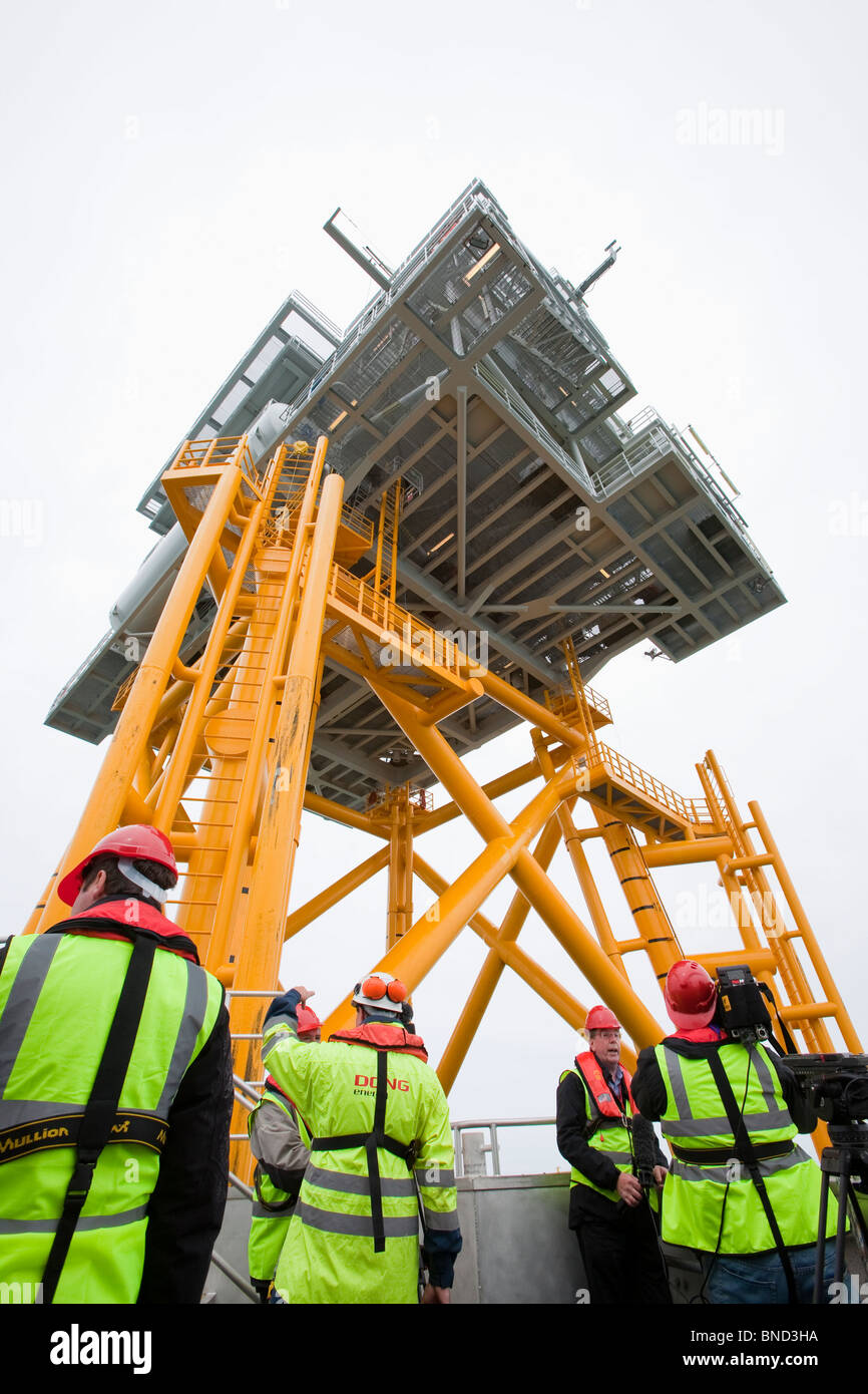The transformer substation at Dong Energy's Walney off shore wind farm ...