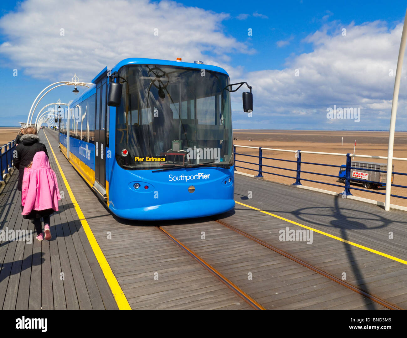 Tram on Southport Pier Merseyside England the second longest pier in ...