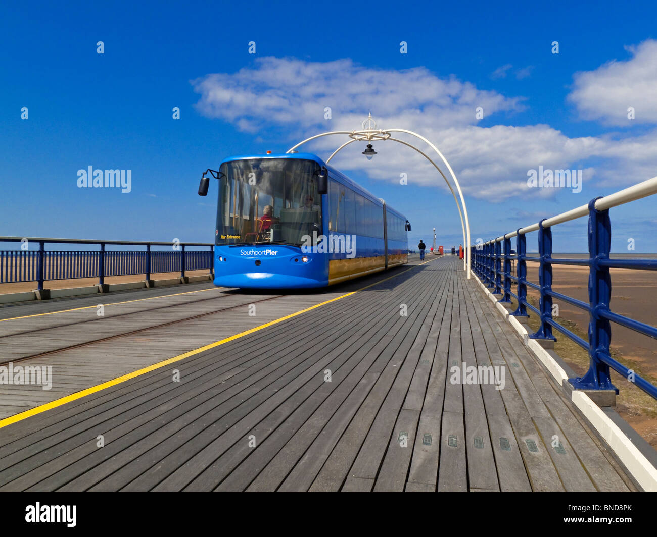 Tram on Southport Pier Merseyside England the second longest pier in ...