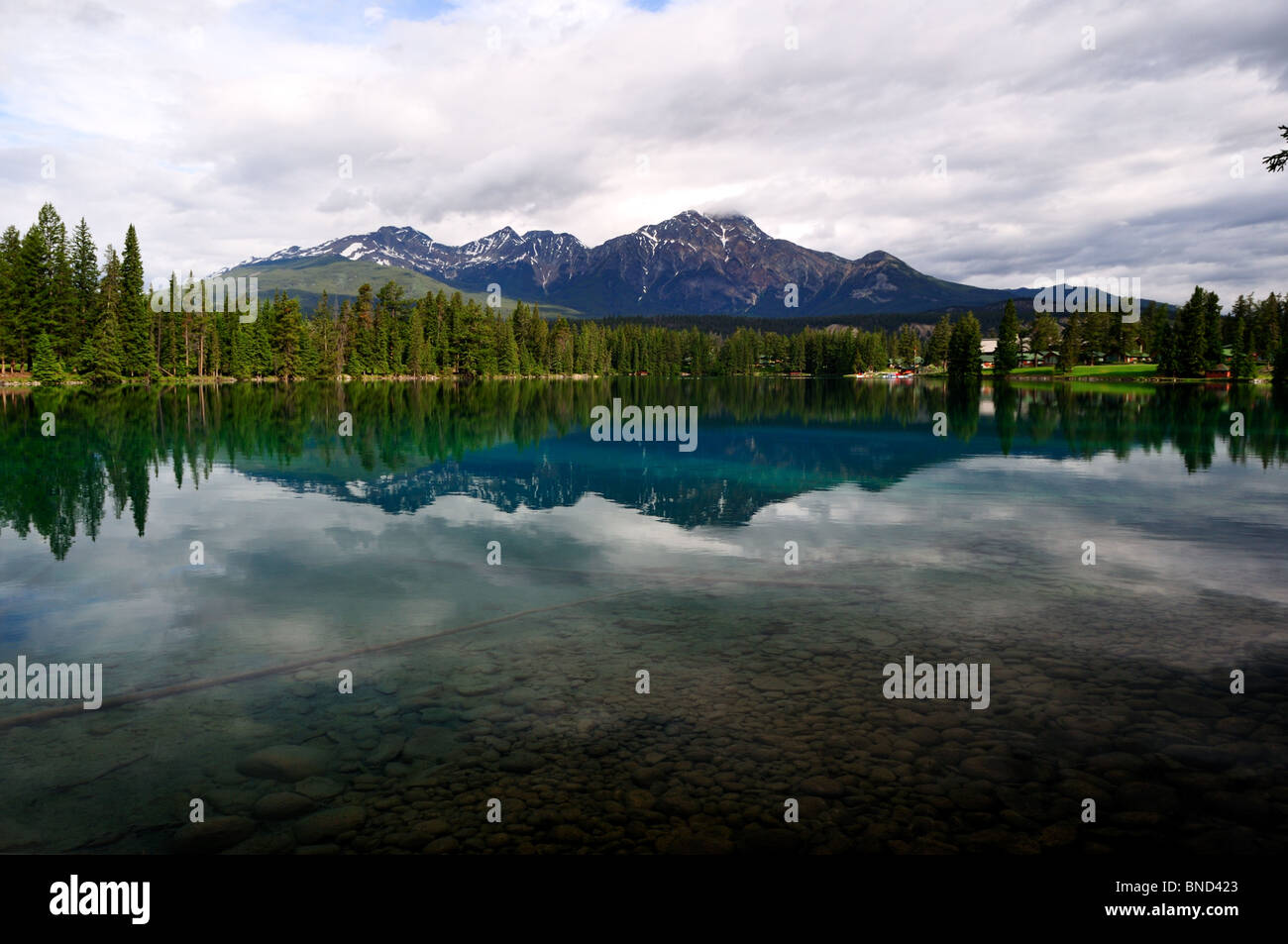 Beauvert Lake and Pyramid Mountain. Jasper National Park, Alberta ...