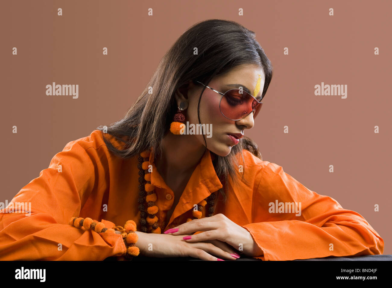 Close-up of a woman thinking Stock Photo - Alamy