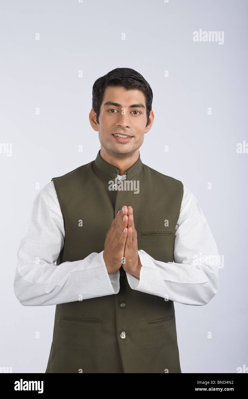 Portrait of an actor portraying a politician and greeting Stock Photo ...