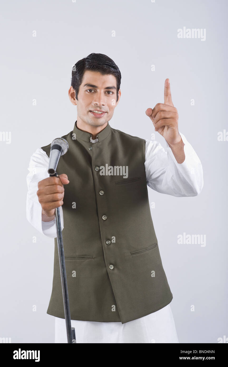 Portrait of an actor portraying a politician giving speech Stock Photo ...