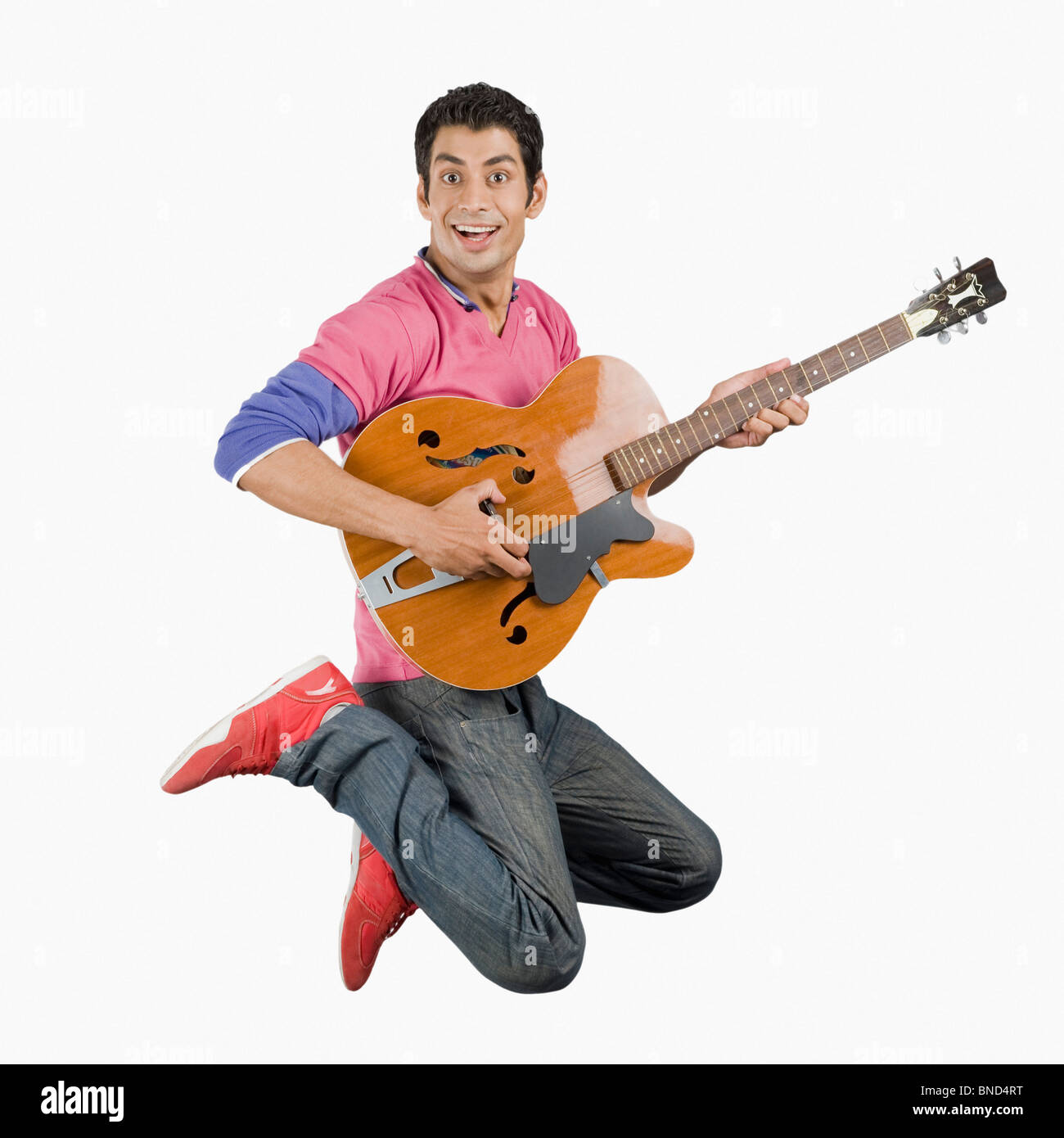 Portrait actor jumping Cut Out Stock Images & Pictures - Alamy