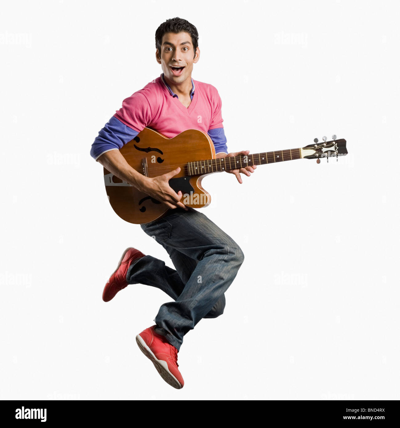 Portrait actor jumping Cut Out Stock Images & Pictures - Alamy