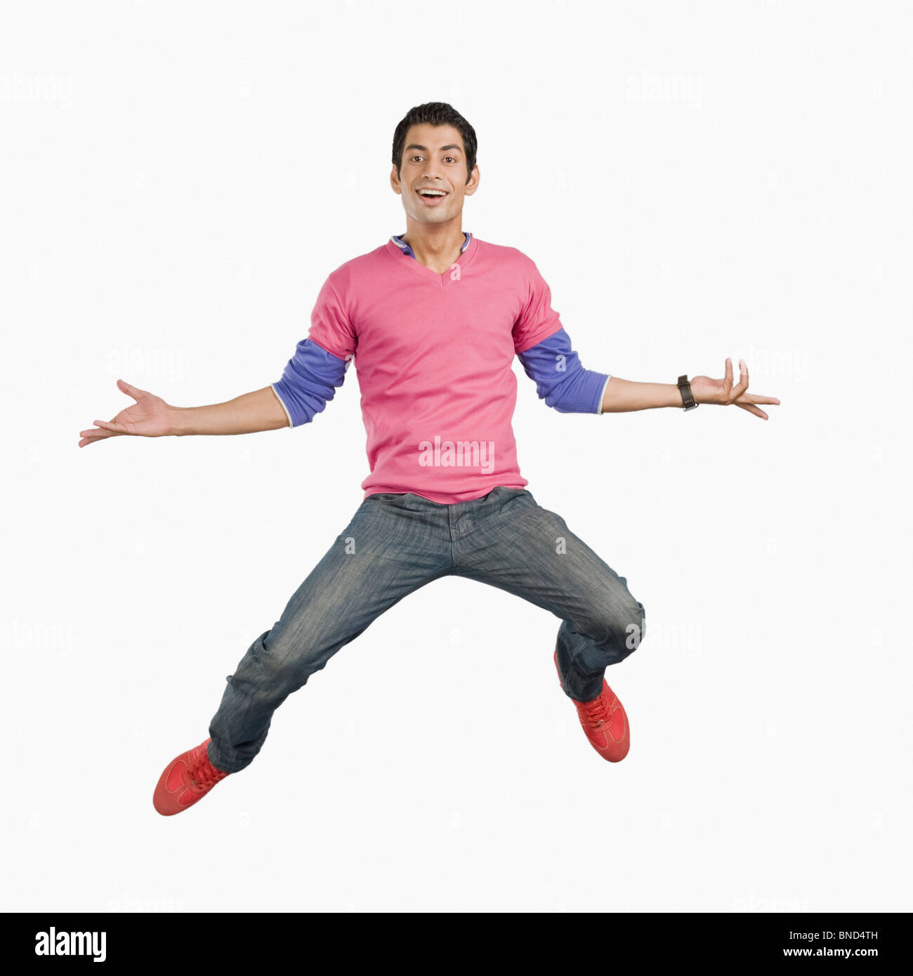Portrait of an actor jumping Stock Photo - Alamy