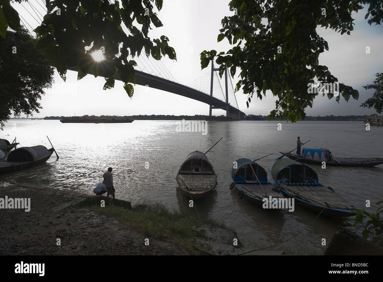 Bridge across a river, Vidyasagar Setu, Hooghly River, Kolkata, West ...