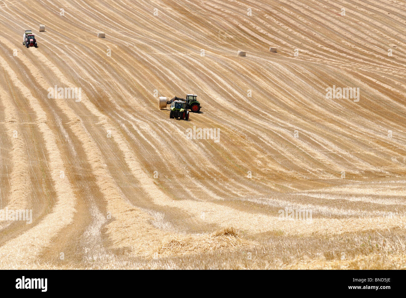 Tractors in field straw baling hi-res stock photography and images - Alamy