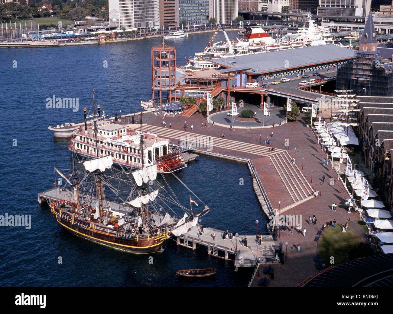 Harbour area leading to circular quay ferry terminal, Sydney; New South ...