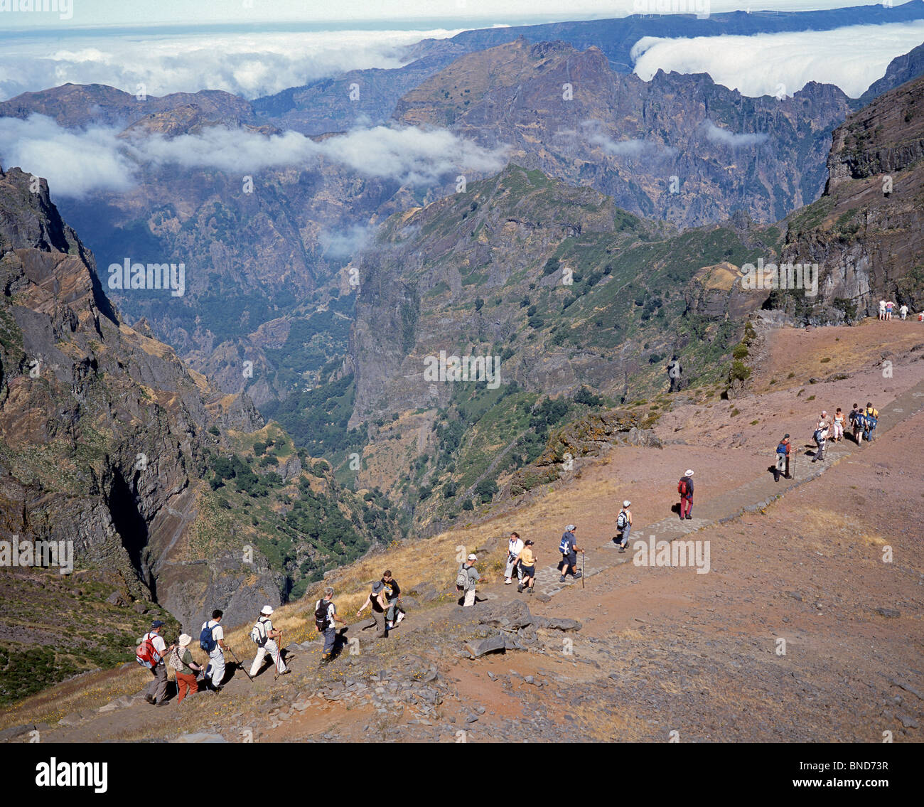 Mountain Walkers, Pico de Arreiro Mountain, Madeira, Portugal Stock ...