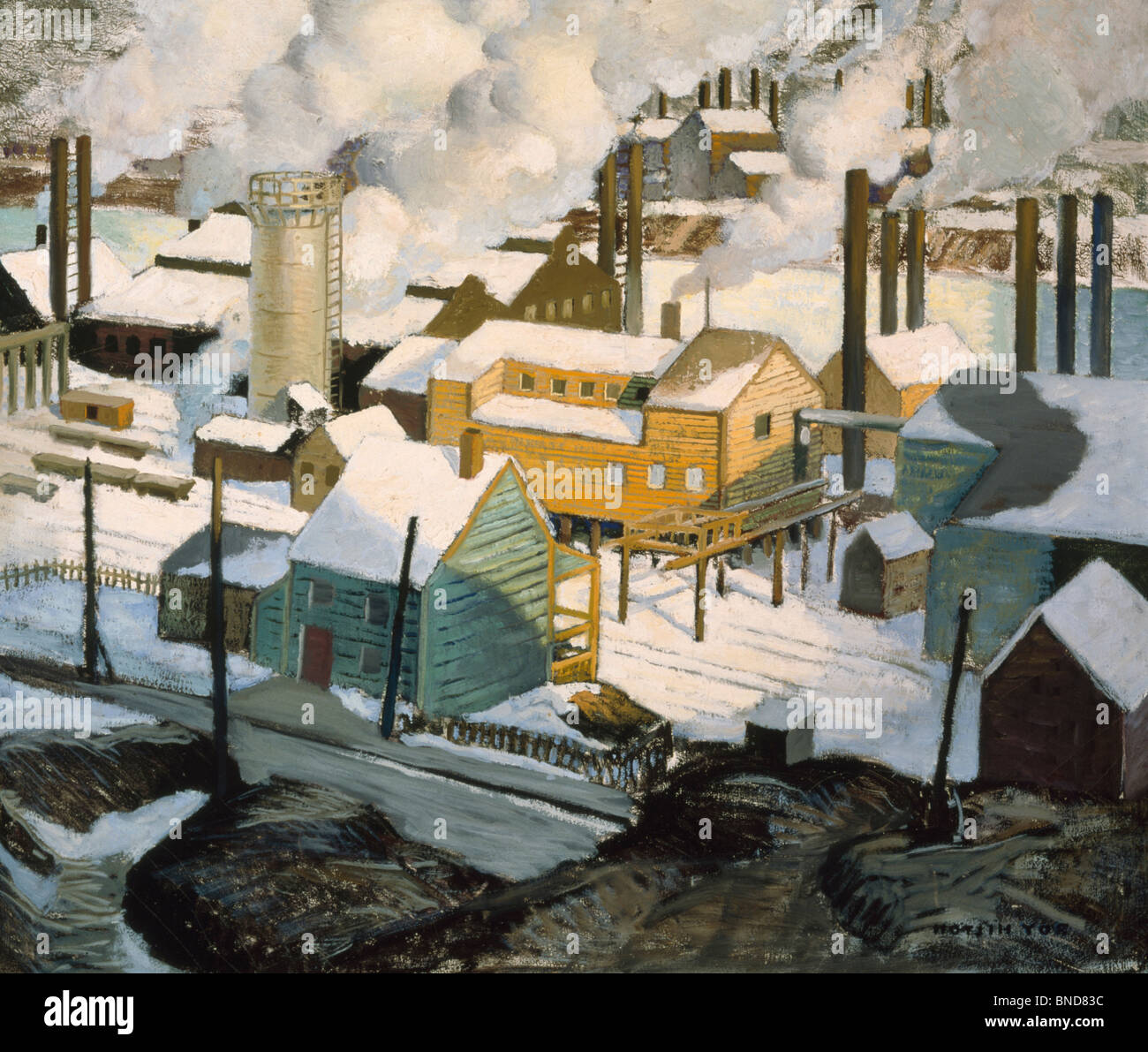 Steel Works in Winter by Roy Hilton oil on canvas (1891-1963) USA ...