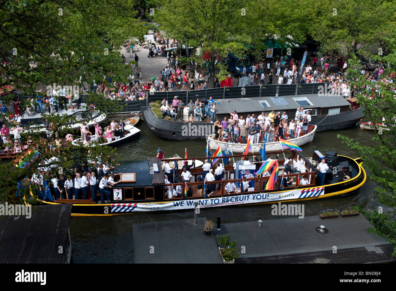 Nederland, Amsterdam, 1 Augustus, 2009 The yearly gay parade float on ...