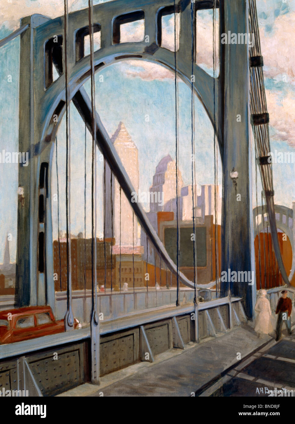 Rhythm of Structure Steel by A. H. Bennett oil on canvas (b.1891) USA ...