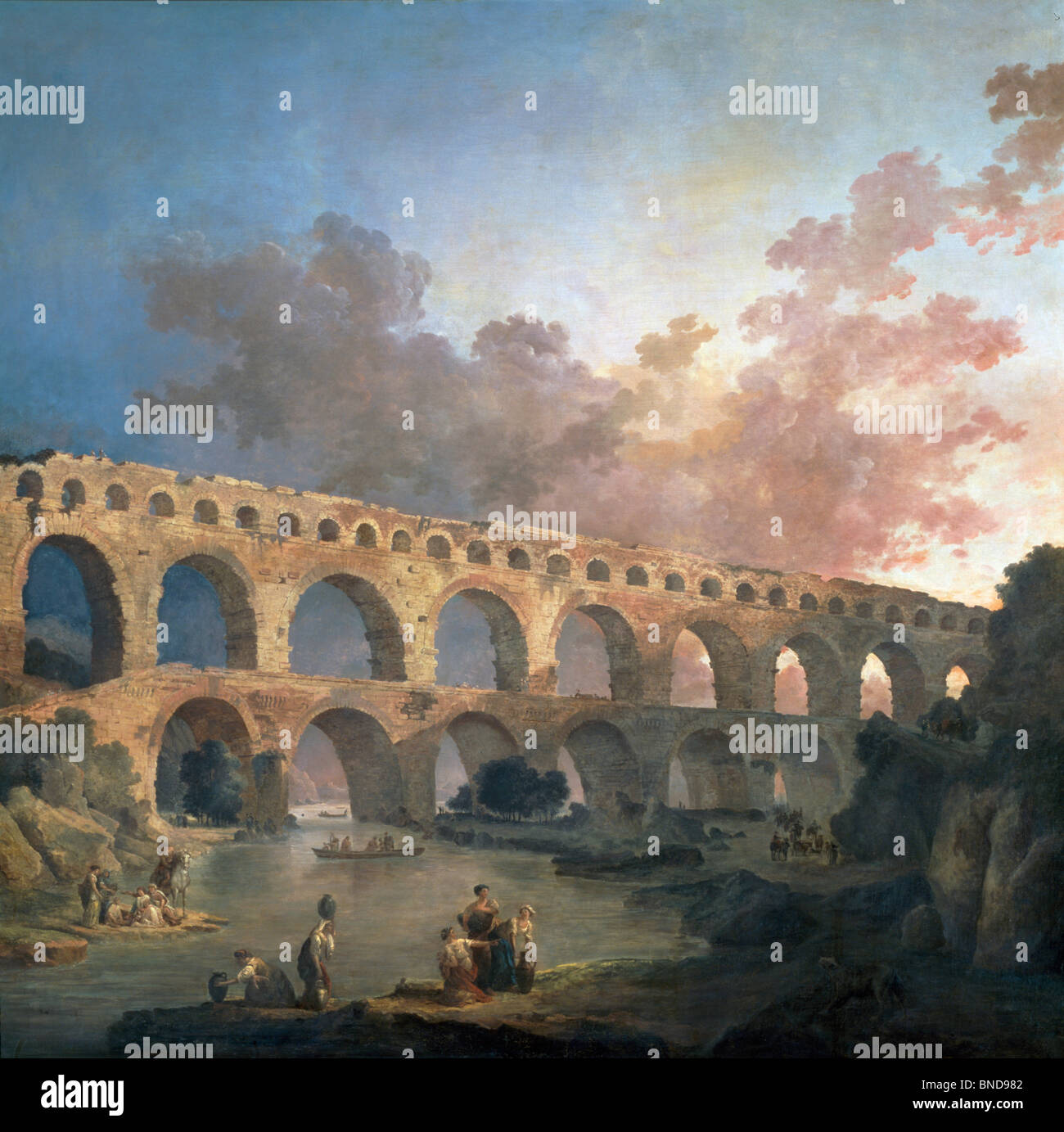 France, Paris, Musee Du Louvre, Pont Du Gard by Hubert Robert, (1733 ...