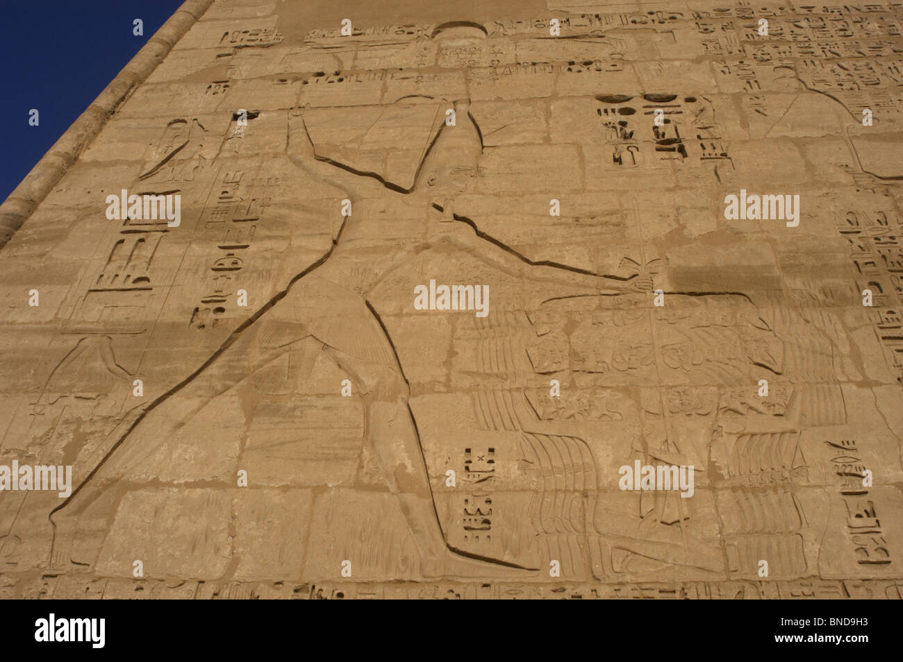 Temple of Ramses III. Relief depicting Ramses III capturing his enemies ...