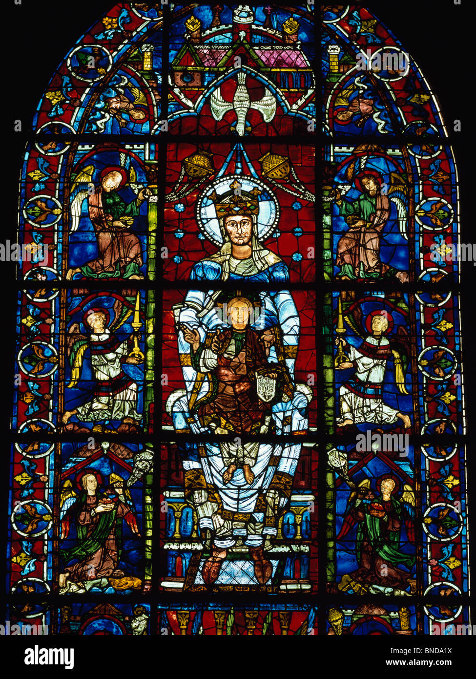 Trinity Surrounded by Angels, stained glass Stock Photo - Alamy