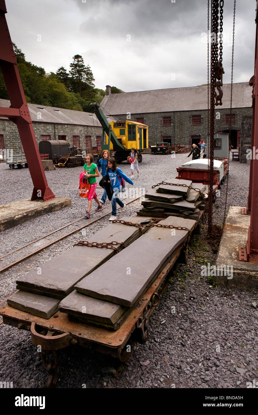 UK, Wales, Snowdonia, Llanberis, National Slate Museum main yard ...