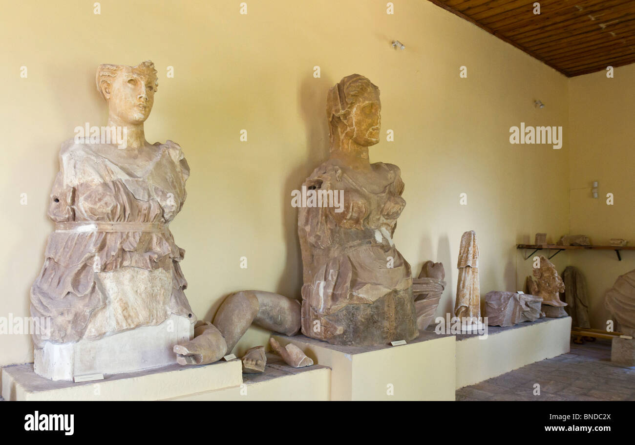 Colossal statues of Artemis and Demeter from the famous cult group at ...