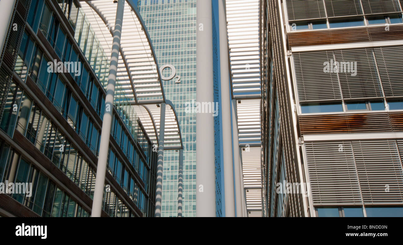 Modern Building abstract with the O2 headquarters in Munich, Germany ...