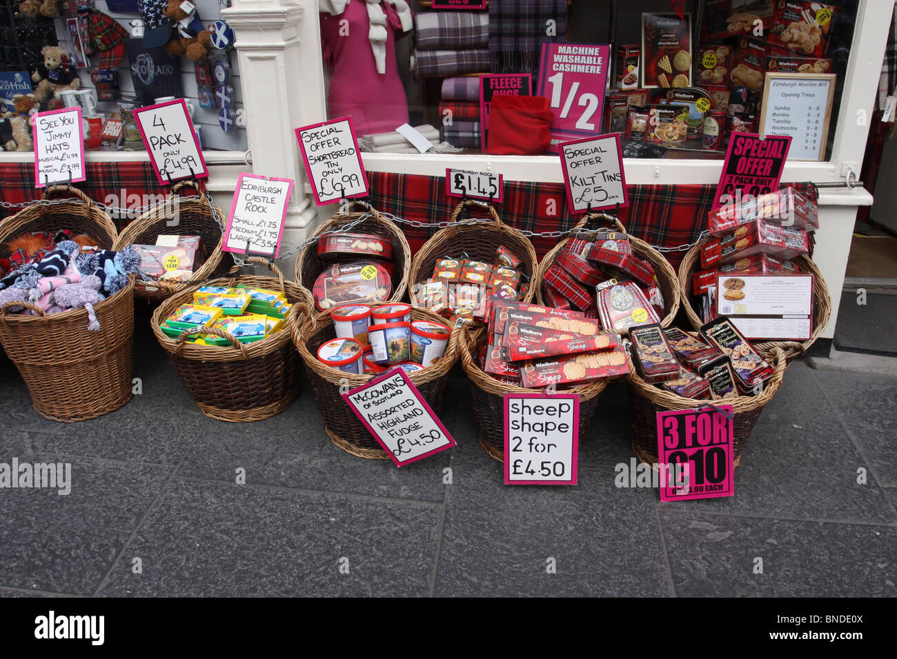 tourist souvenirs outside shop on Royal Mile Edinburgh Scotland July ...