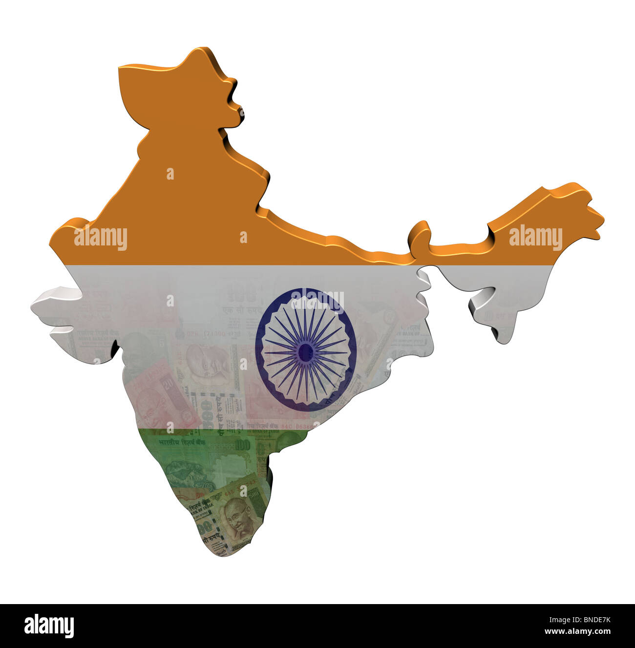 India Map flag with Rupees 3d render illustration Stock Photo - Alamy
