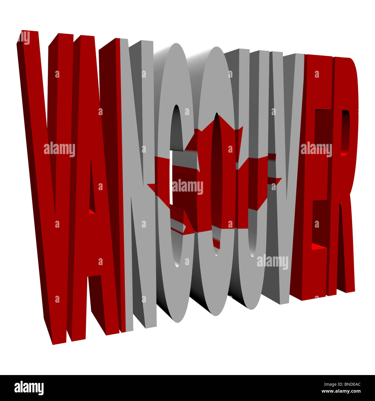 Vancouver 3d text with Canadian flag on white illustration Stock Photo ...