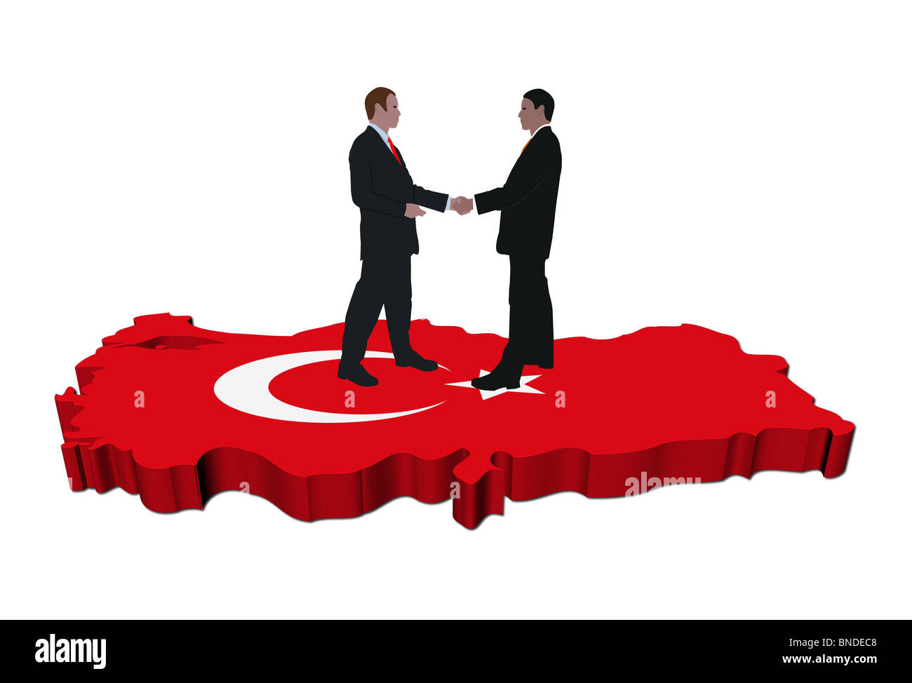 Business people shaking hands on Turkey map flag illustration Stock ...