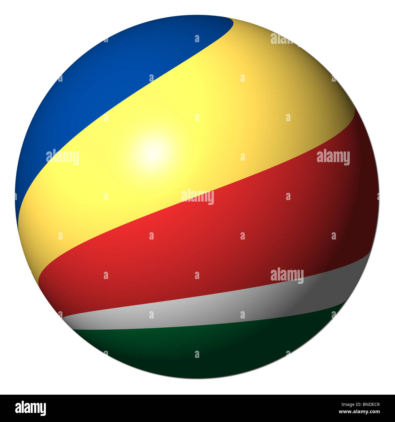 Seychelles flag sphere isolated on white illustration Stock Photo - Alamy
