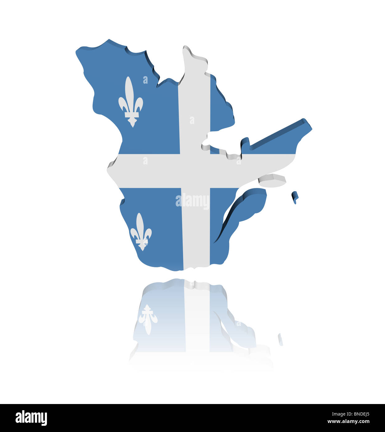 Quebec map flag 3d render with reflection illustration Stock Photo - Alamy