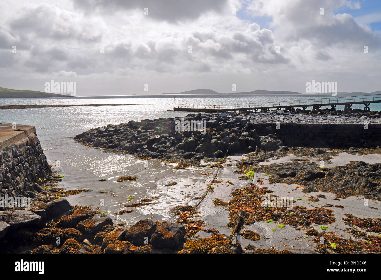 Orosay, Barra, Outer Hebrides: view with Fuday Island in the distance ...
