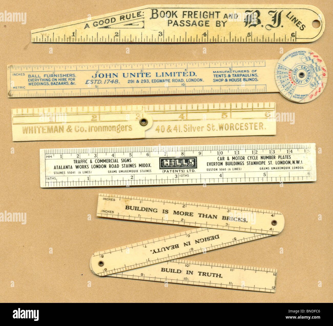 Edwardian advertising rulers Stock Photo - Alamy