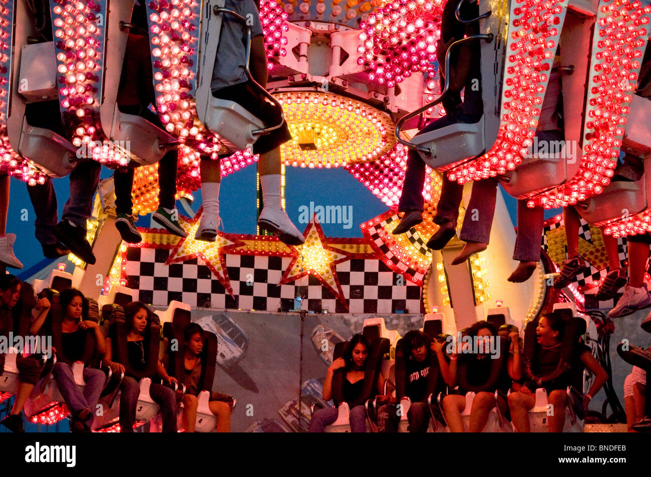 Group of girls on a carousel, New Mexico State Fair, Route 66 ...