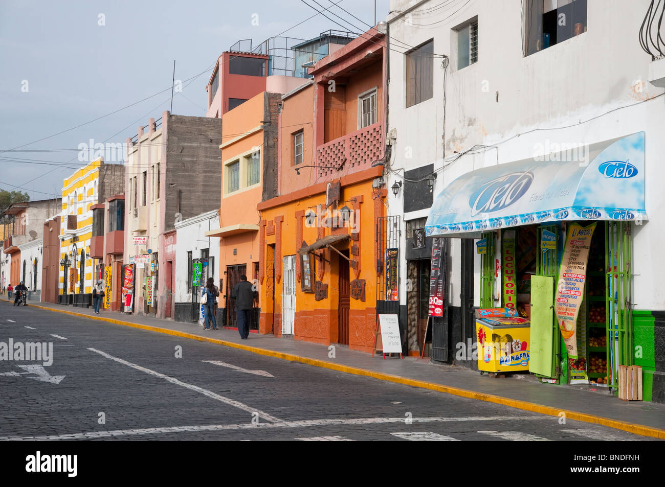 Colonial architecture and the streets of Arequipa, Peru, South America ...