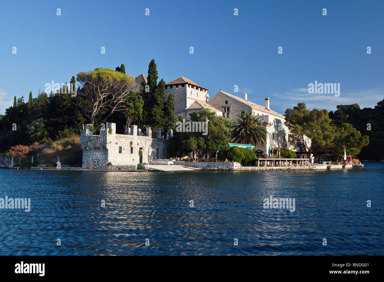 Saint Mary monastery Veliko Jezero Mljet Island Dalmatia Croatia Stock ...