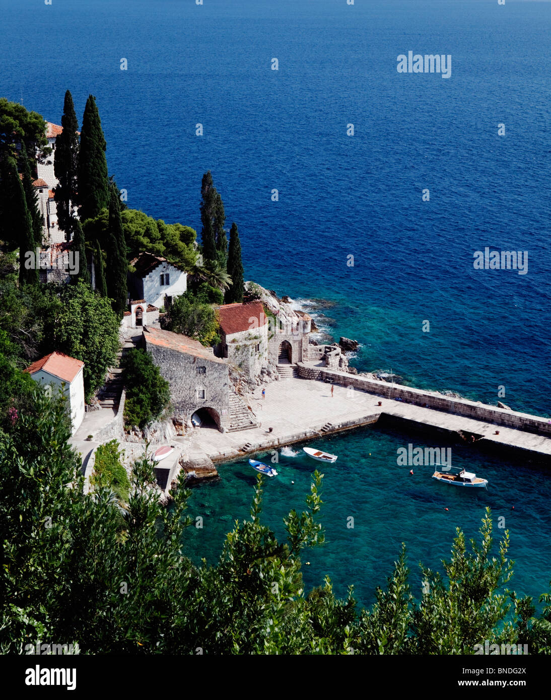 Trsteno village harbour Dalmatia Croatia Stock Photo - Alamy