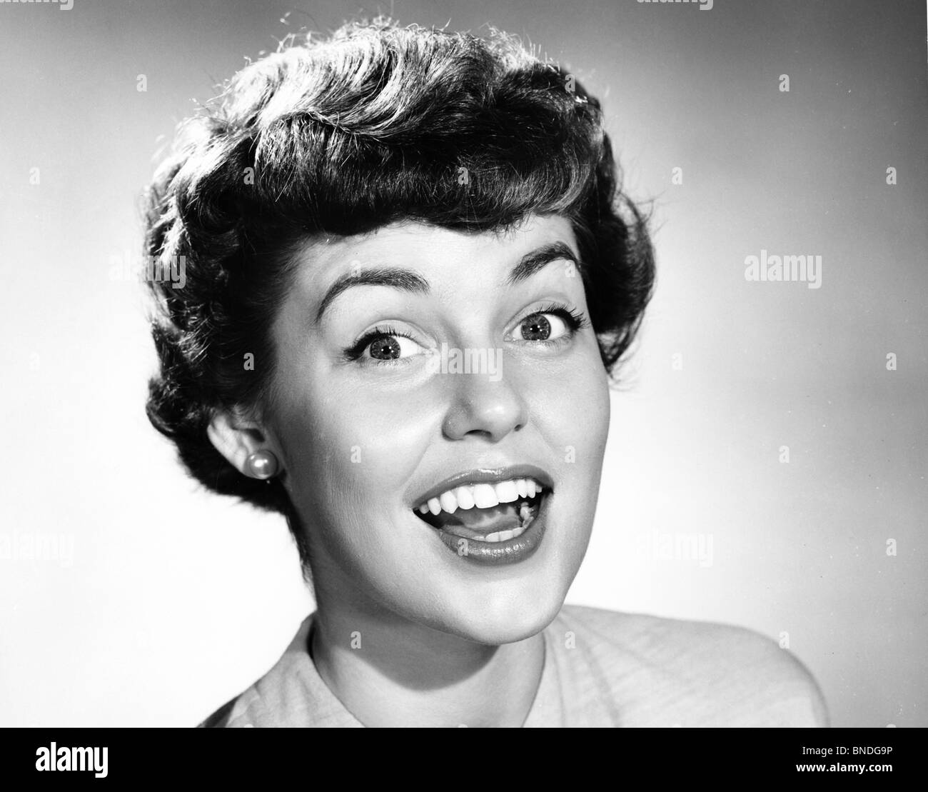 Surprised smile Black and White Stock Photos & Images - Alamy