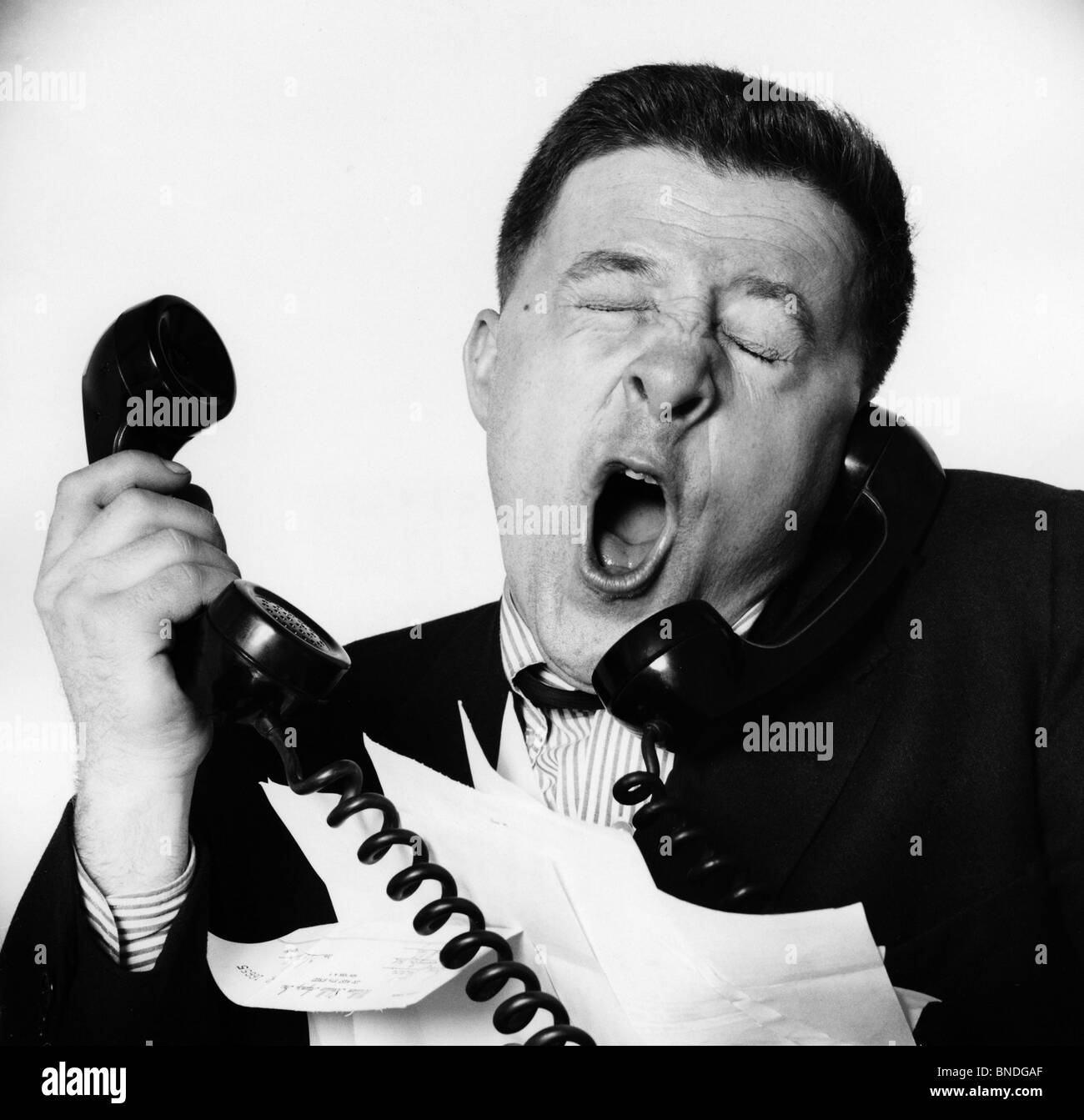 Yawning mouth open yelling Black and White Stock Photos & Images - Alamy