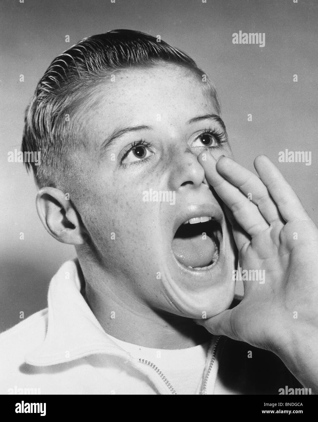 Teenage boy shouting Black and White Stock Photos & Images - Alamy