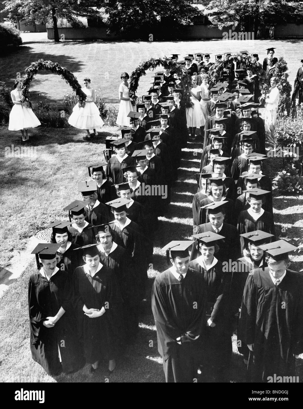 Graduation ceremony Black and White Stock Photos & Images - Alamy