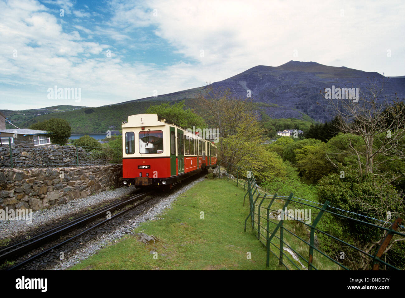 UK, Wales, Snowdonia, Snowdon Mountain Railway train ascending the mountain Stock Photo - Alamy