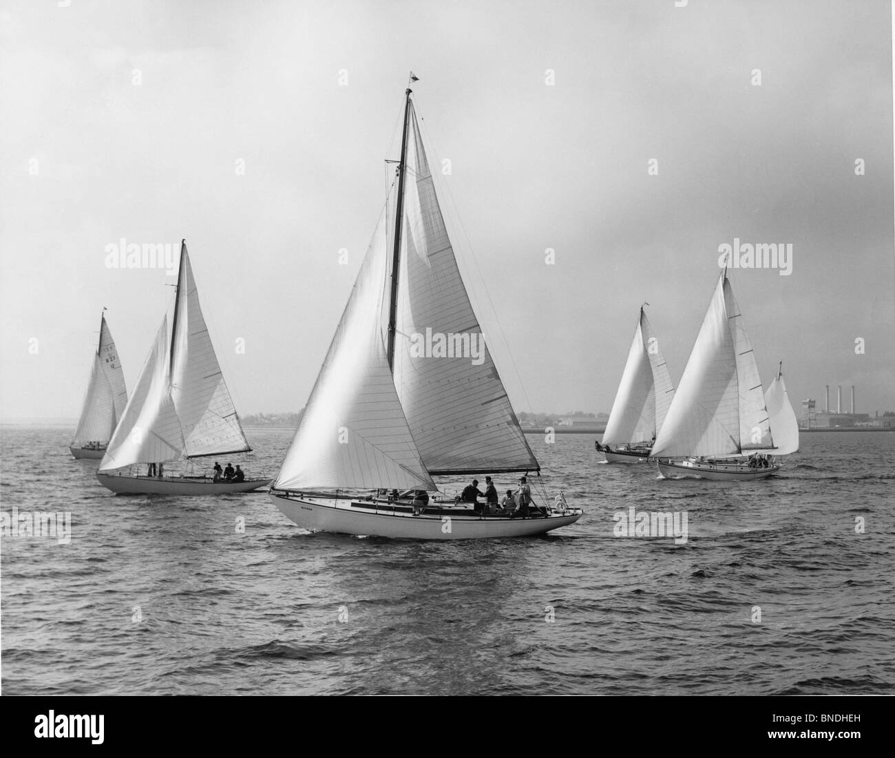 Racing sailboats Black and White Stock Photos & Images - Alamy