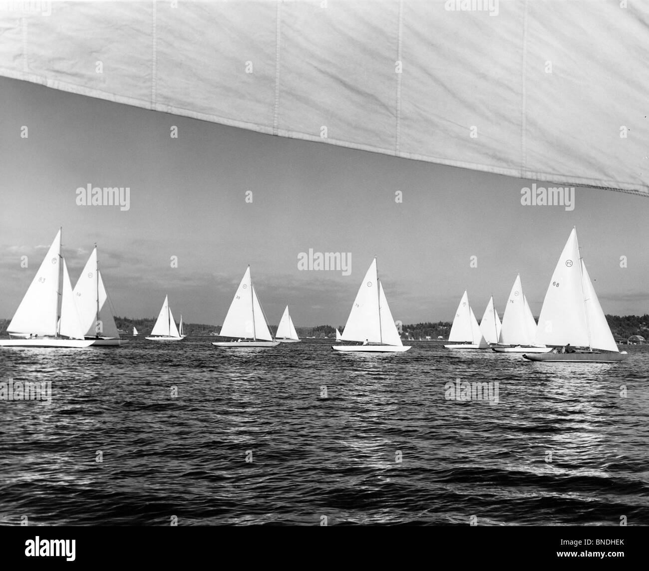 Racing sailboats Black and White Stock Photos & Images - Alamy