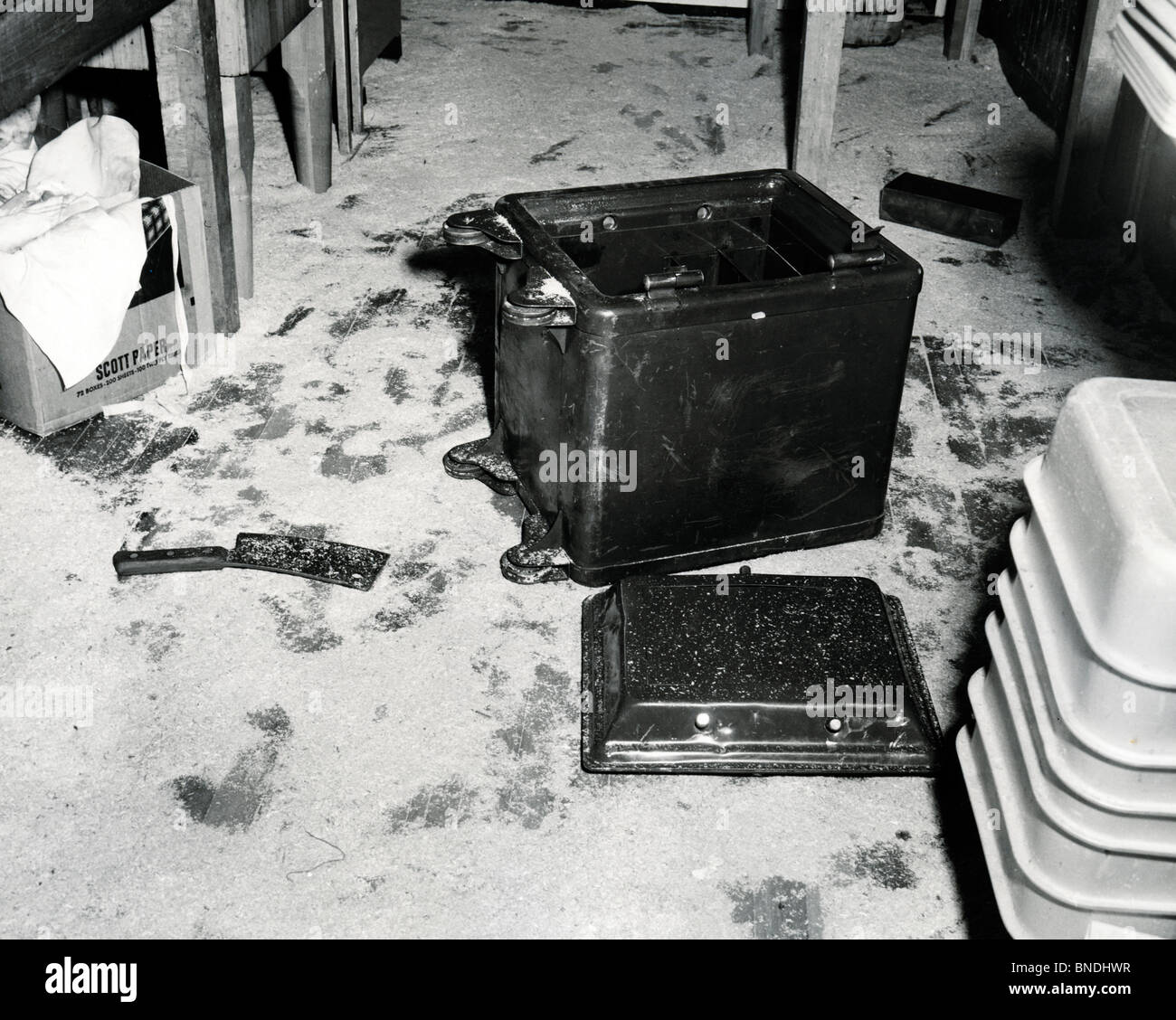 High angle view of a broken safe in a room Stock Photo - Alamy